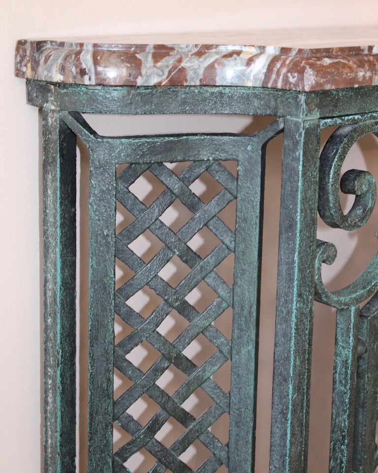 French Painted Wrought Iron and Marble Radiator Cover, circa 1930 at ...