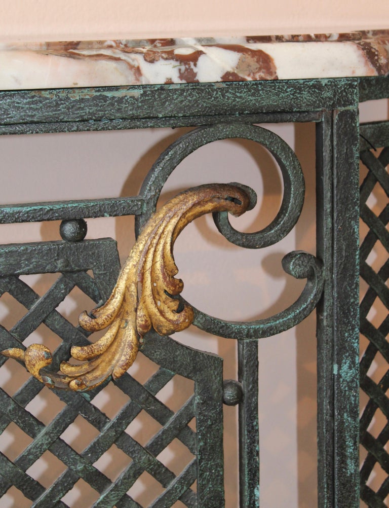 French Painted Wrought Iron and Marble Radiator Cover, circa 1930 at ...