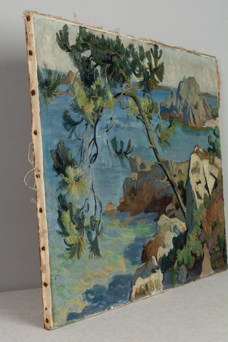 French Painting of Brittany Coastline by Ernest Jean Chevalier at 1stDibs