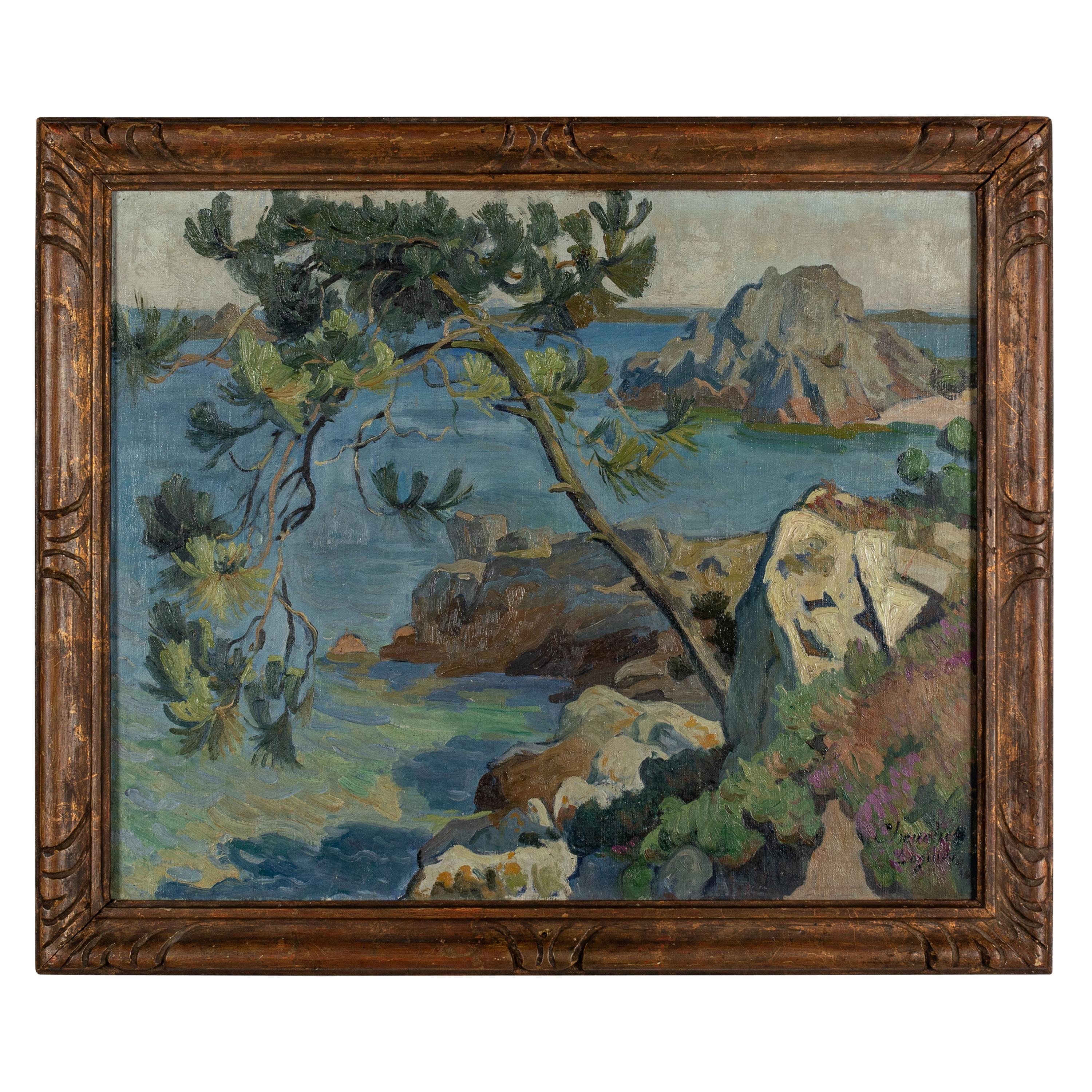 French Painting of Brittany Coastline by Ernest Jean Chevalier at ...