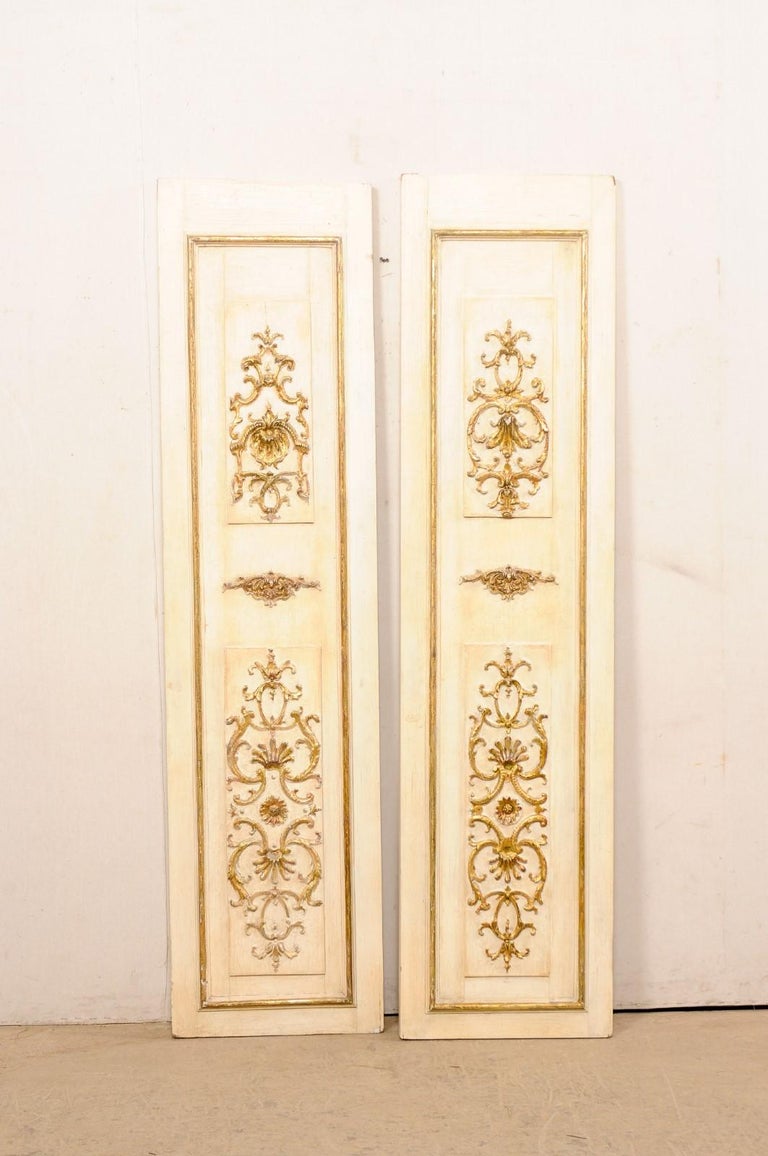 French Pair Decorative Wall Panels W/Gilt Rinceaux and Shell Accents ...