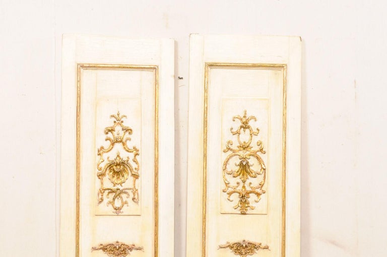 French Pair Decorative Wall Panels W/Gilt Rinceaux and Shell Accents ...