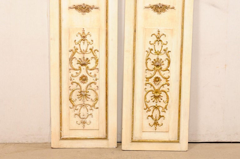 French Pair Decorative Wall Panels W/Gilt Rinceaux and Shell Accents ...