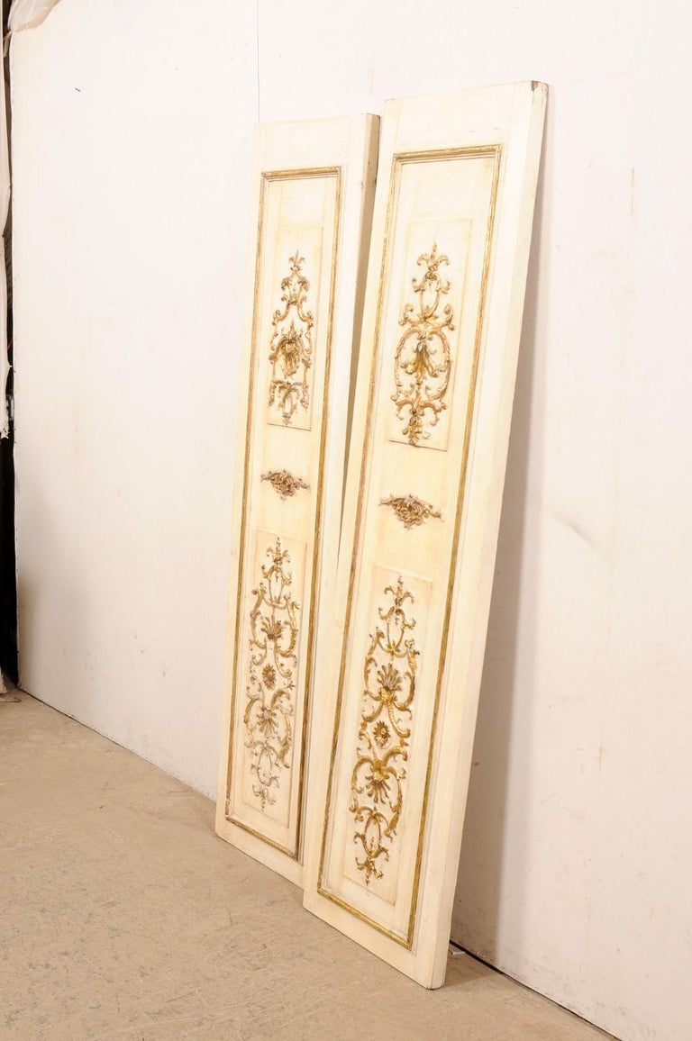 French Pair Decorative Wall Panels W/Gilt Rinceaux and Shell Accents ...