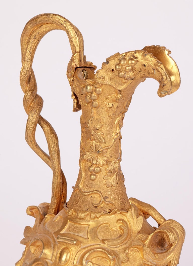 French Pair Gilded Bronze Ornamental Neo-Classical Decorated Ewers For ...