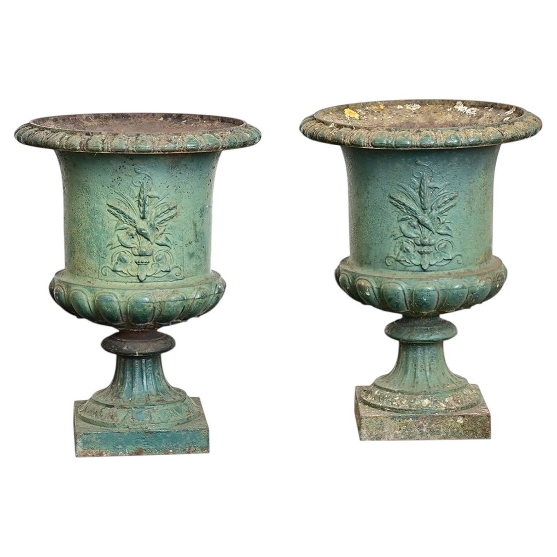 Early 20th Century French Painted Iron Chambord Garden Urn Planters For ...