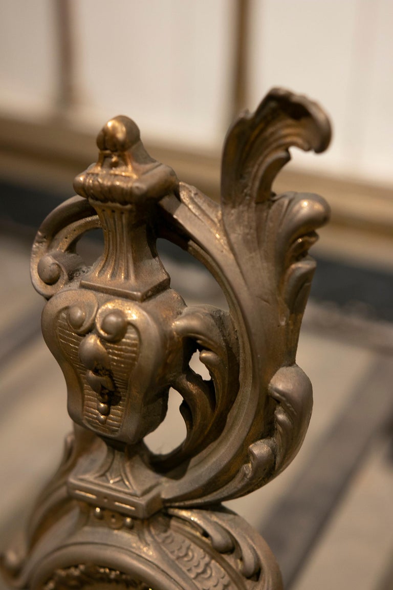 French Pair of Bronze Morels with Iron Feet For Sale at 1stDibs