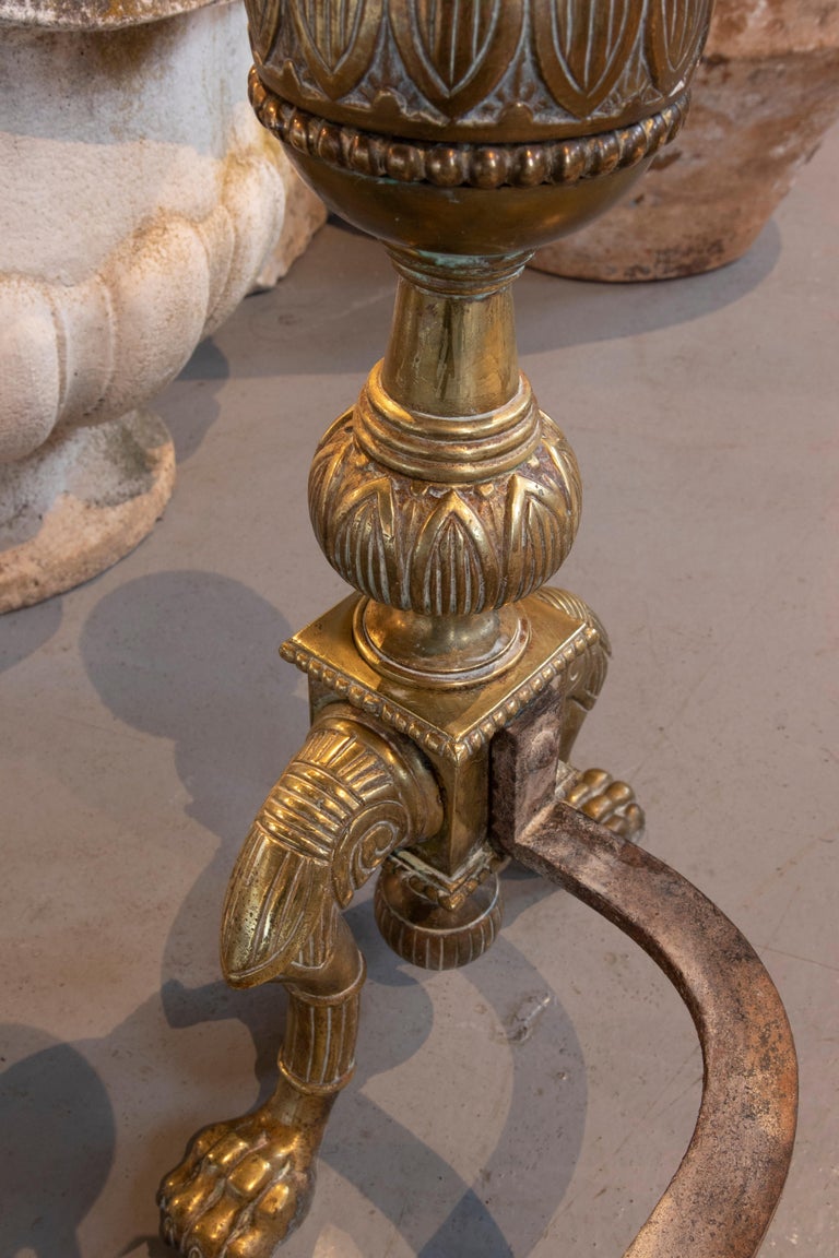 French Pair of Decorated Bronze and Iron Morels for Fireplaces For Sale ...
