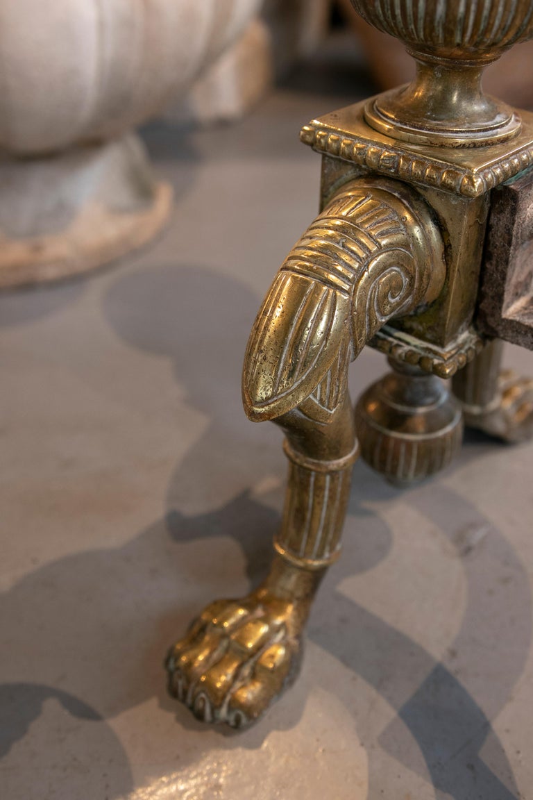 French Pair of Decorated Bronze and Iron Morels for Fireplaces For Sale ...