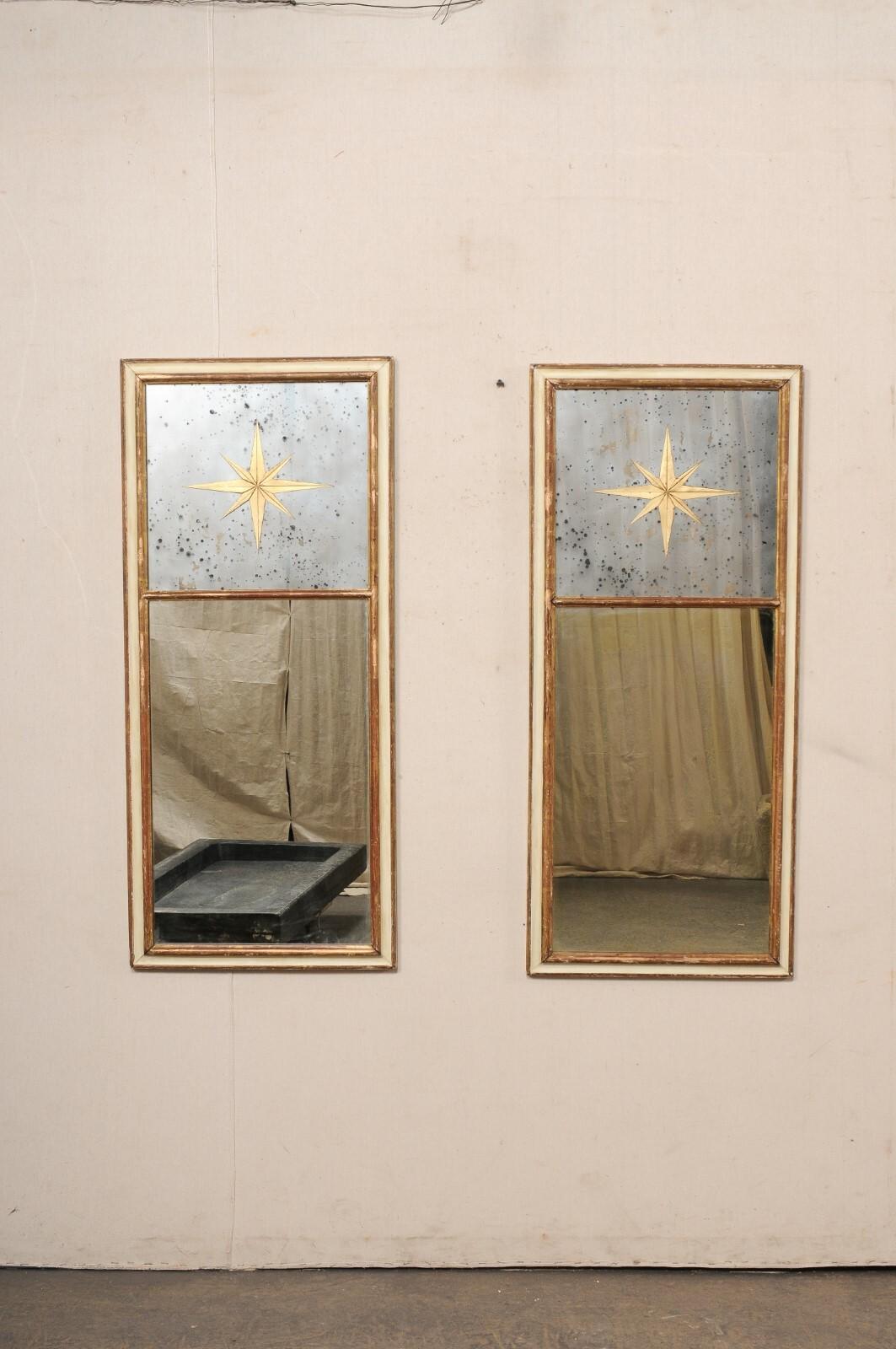 French Pair of Églomisé Sunburst Pier Mirrors, Early 20th Century For ...