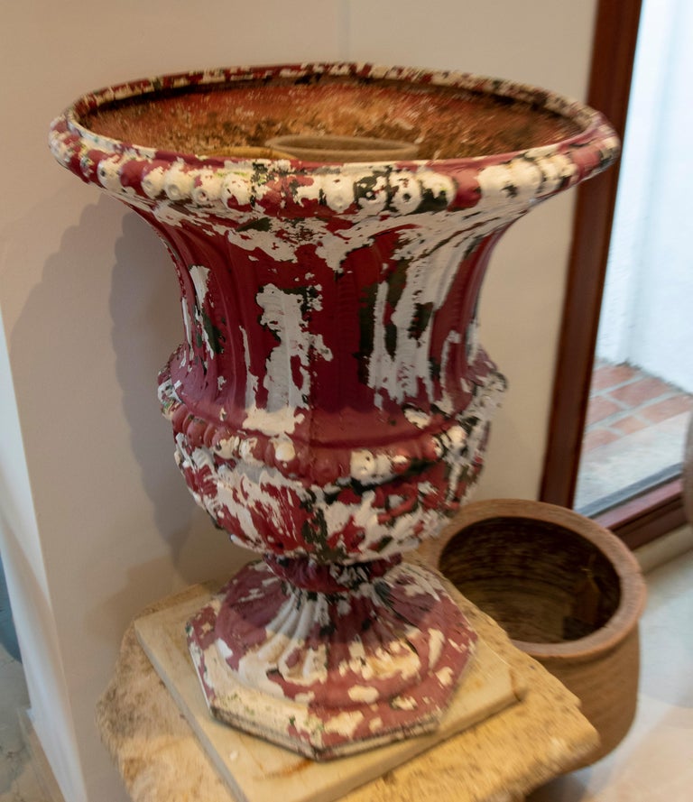French Pair of Iron Cups with Paint Remnants For Sale at 1stDibs