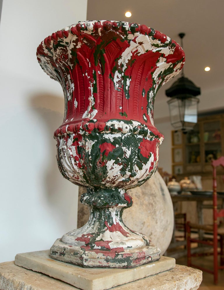 French Pair of Iron Cups with Paint Remnants For Sale at 1stDibs