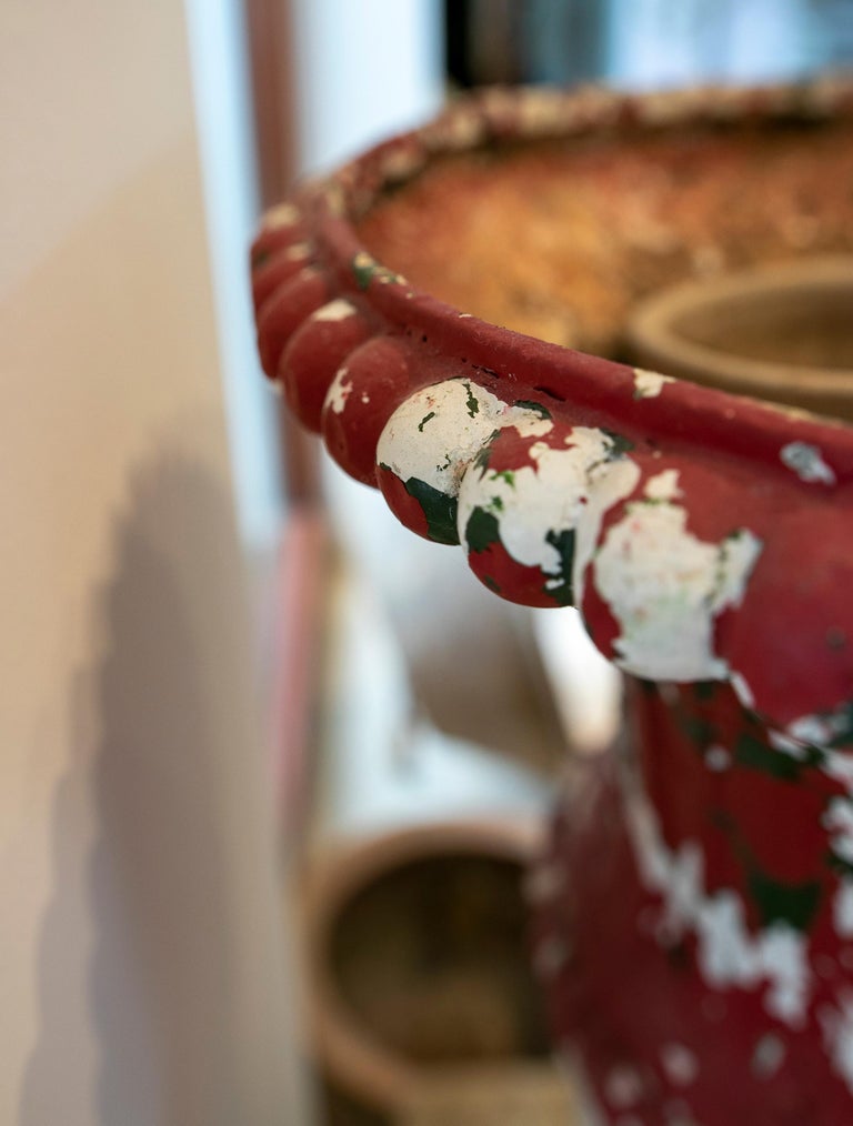 French Pair of Iron Cups with Paint Remnants For Sale at 1stDibs