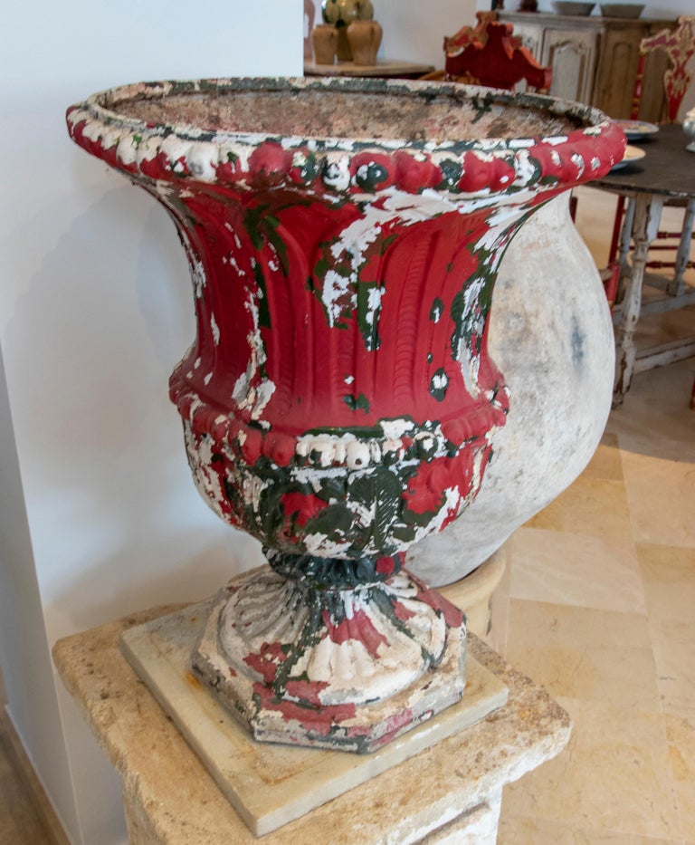 French Pair of Iron Cups with Paint Remnants For Sale at 1stDibs