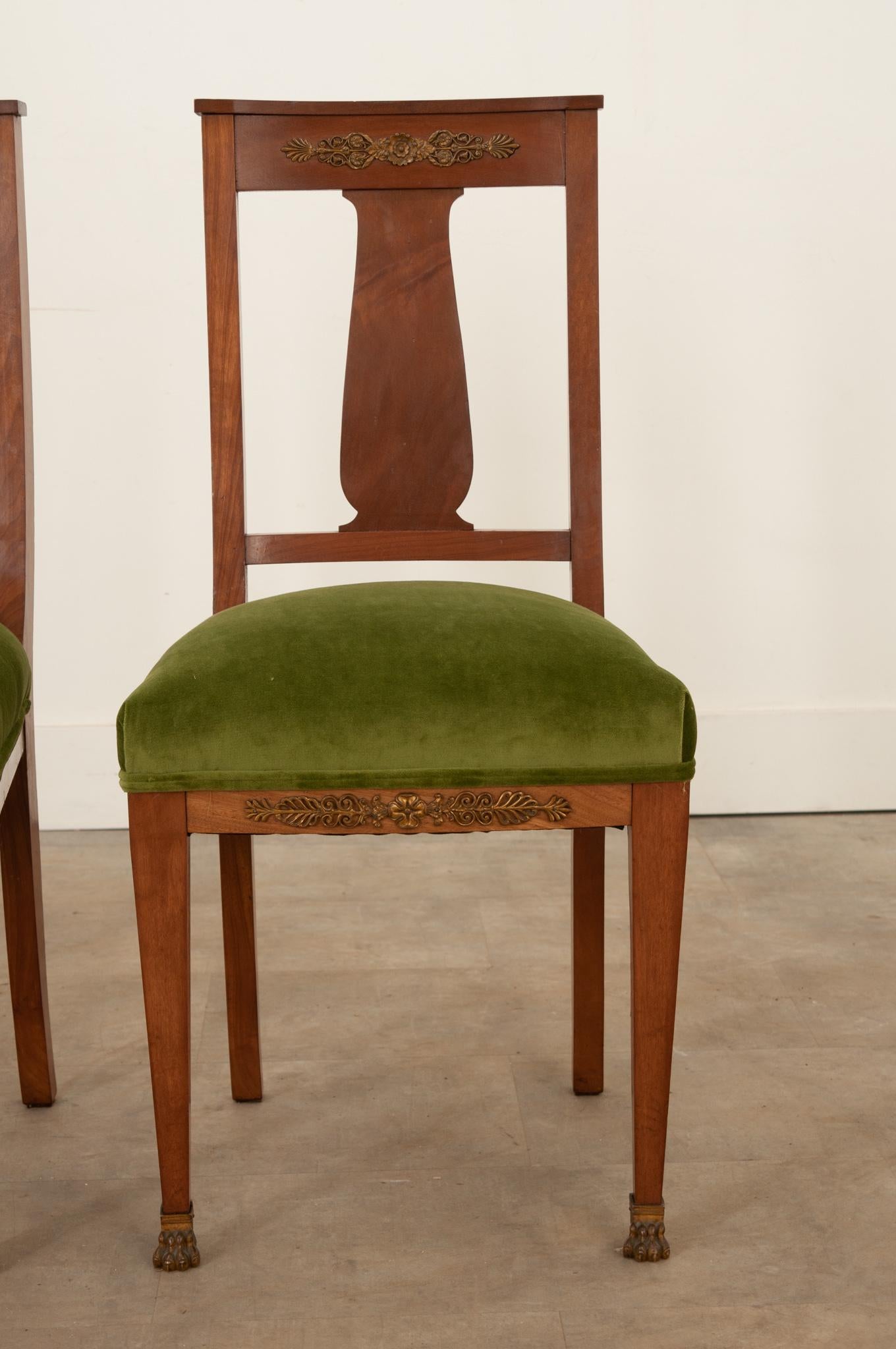French Pair of Mahogany Empire Side Chairs at 1stDibs