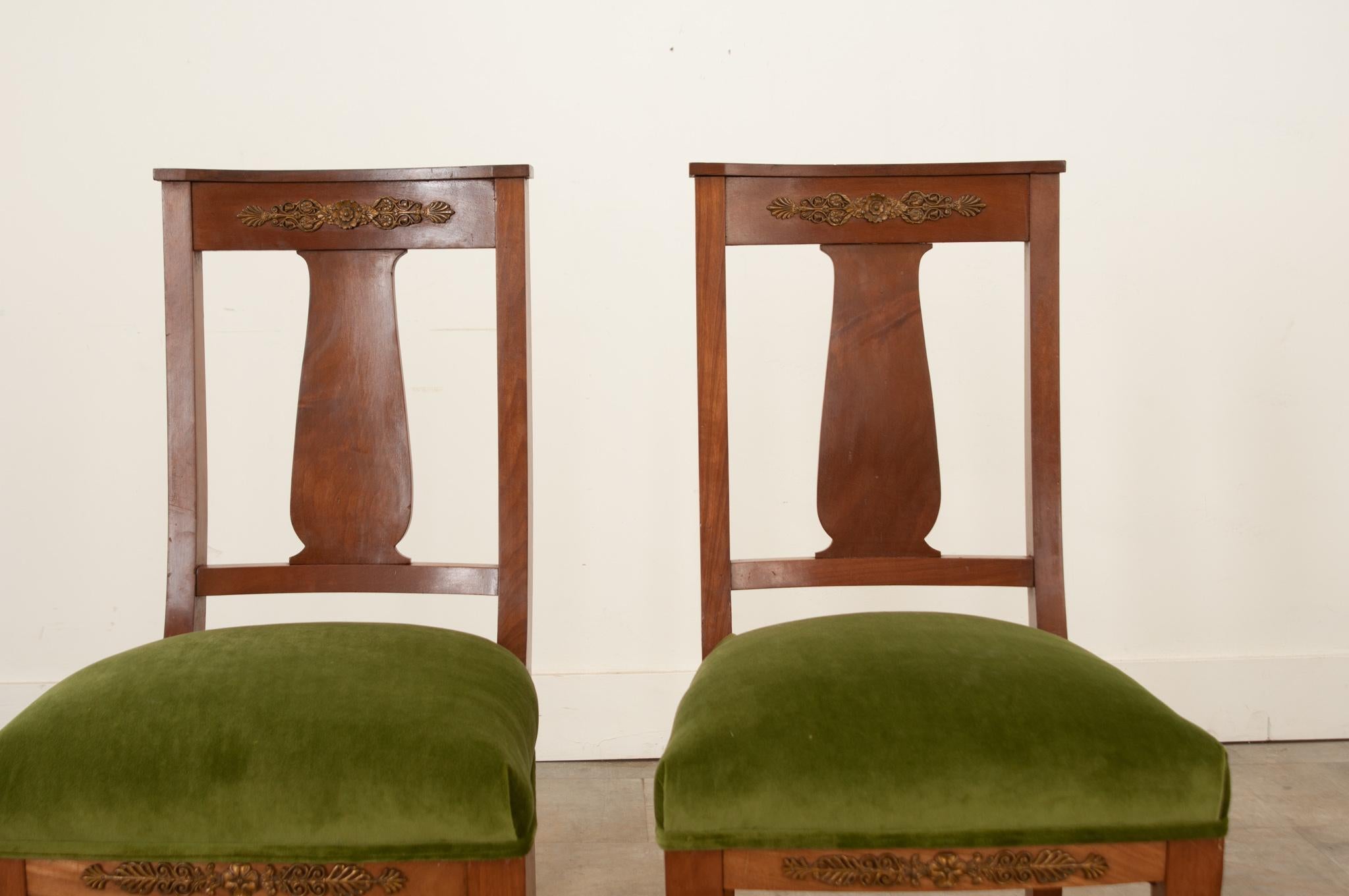 French Pair of Mahogany Empire Side Chairs at 1stDibs