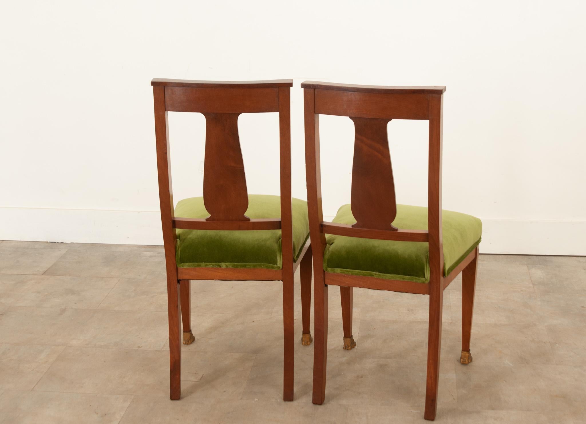 French Pair of Mahogany Empire Side Chairs For Sale at 1stDibs
