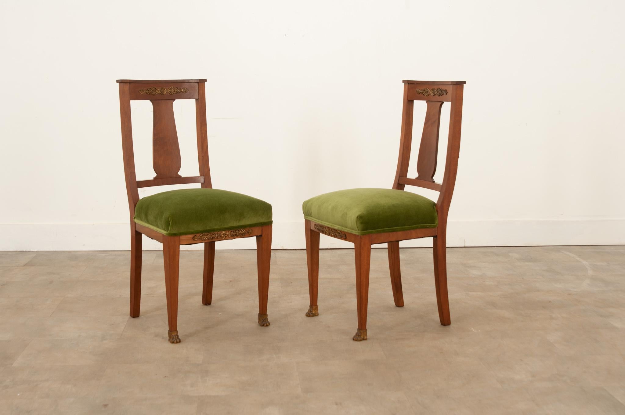 French Pair of Mahogany Empire Side Chairs at 1stDibs