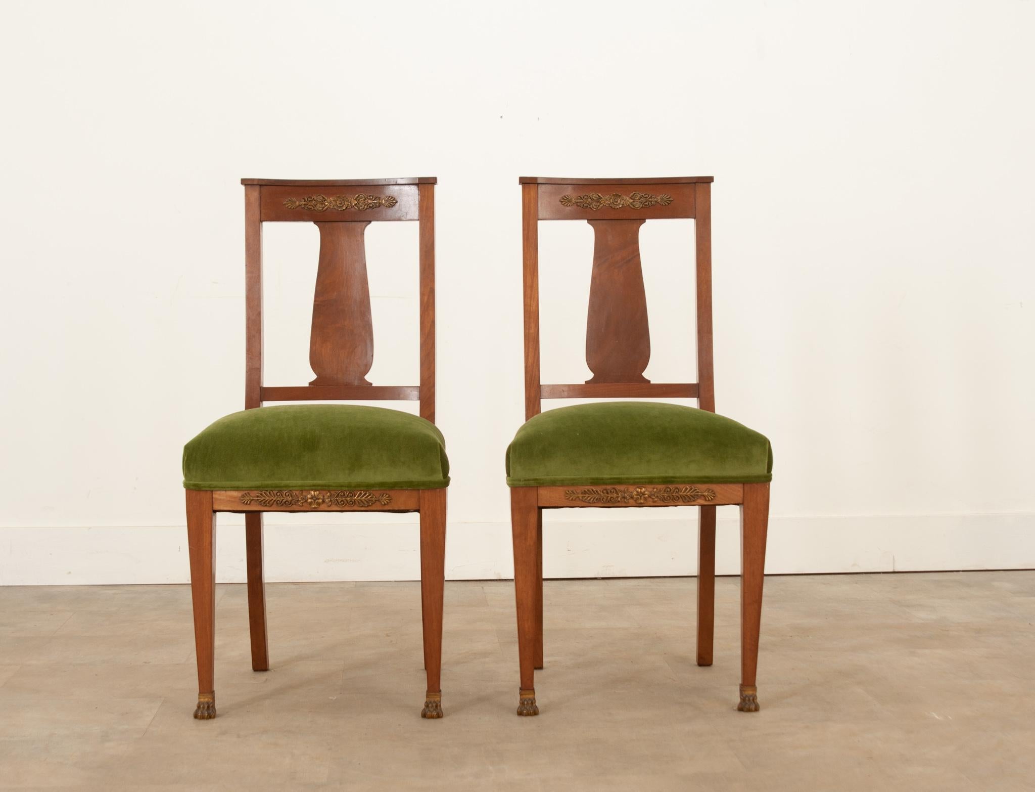 French Pair of Mahogany Empire Side Chairs at 1stDibs