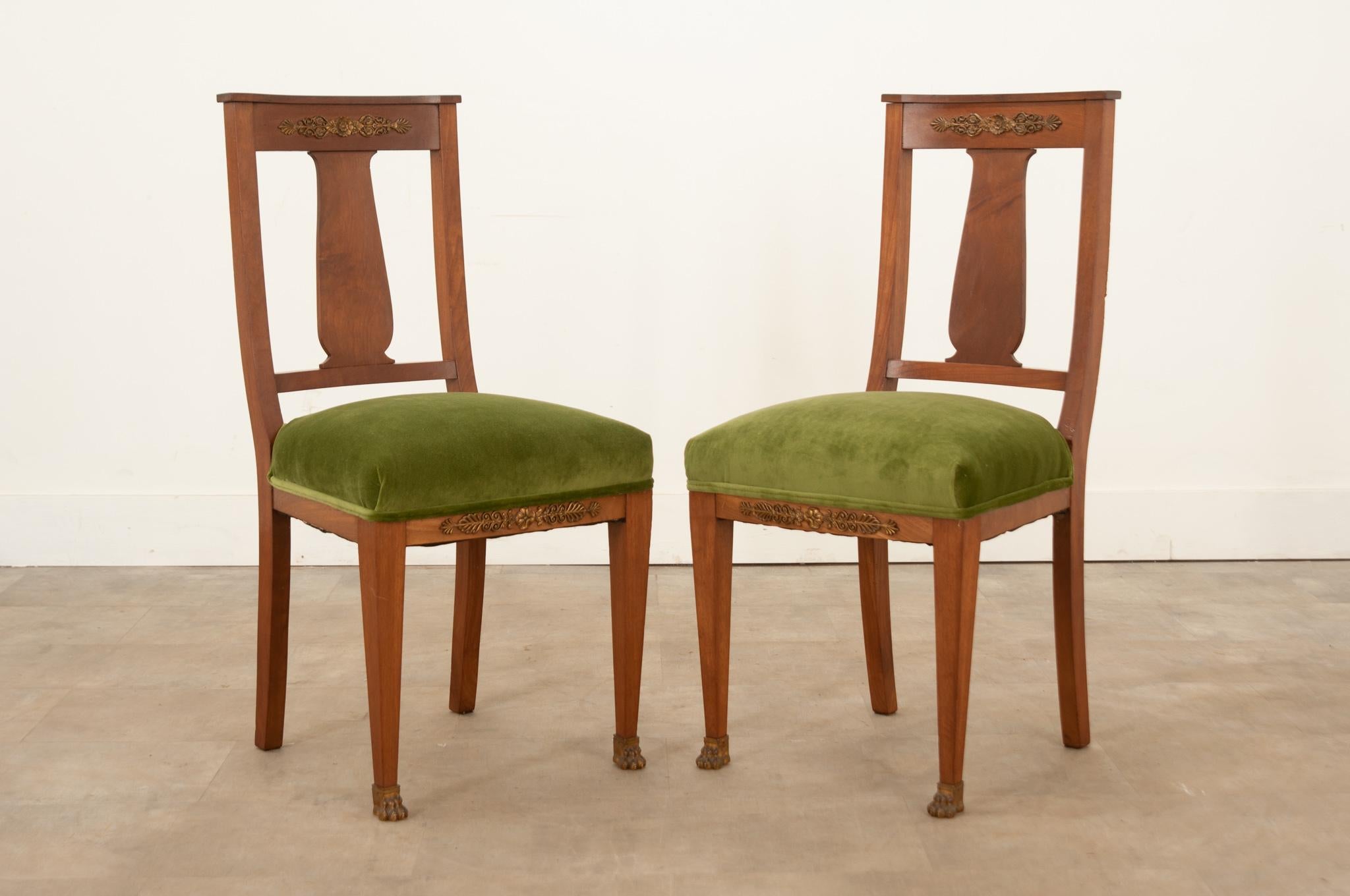 French Pair of Mahogany Empire Side Chairs at 1stDibs