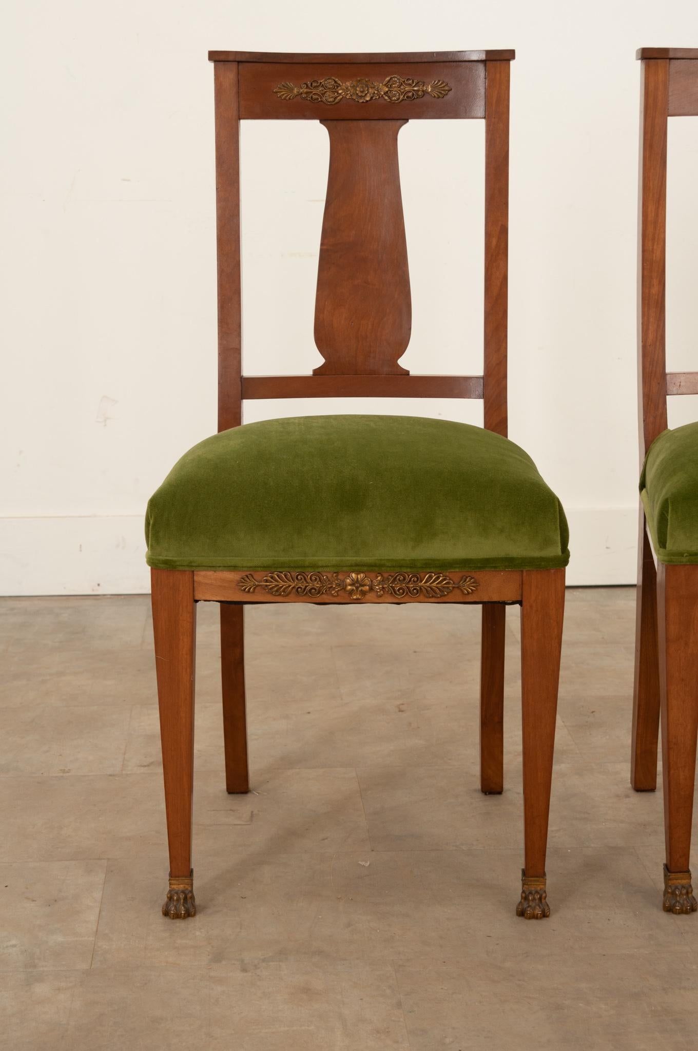 French Pair of Mahogany Empire Side Chairs For Sale at 1stDibs