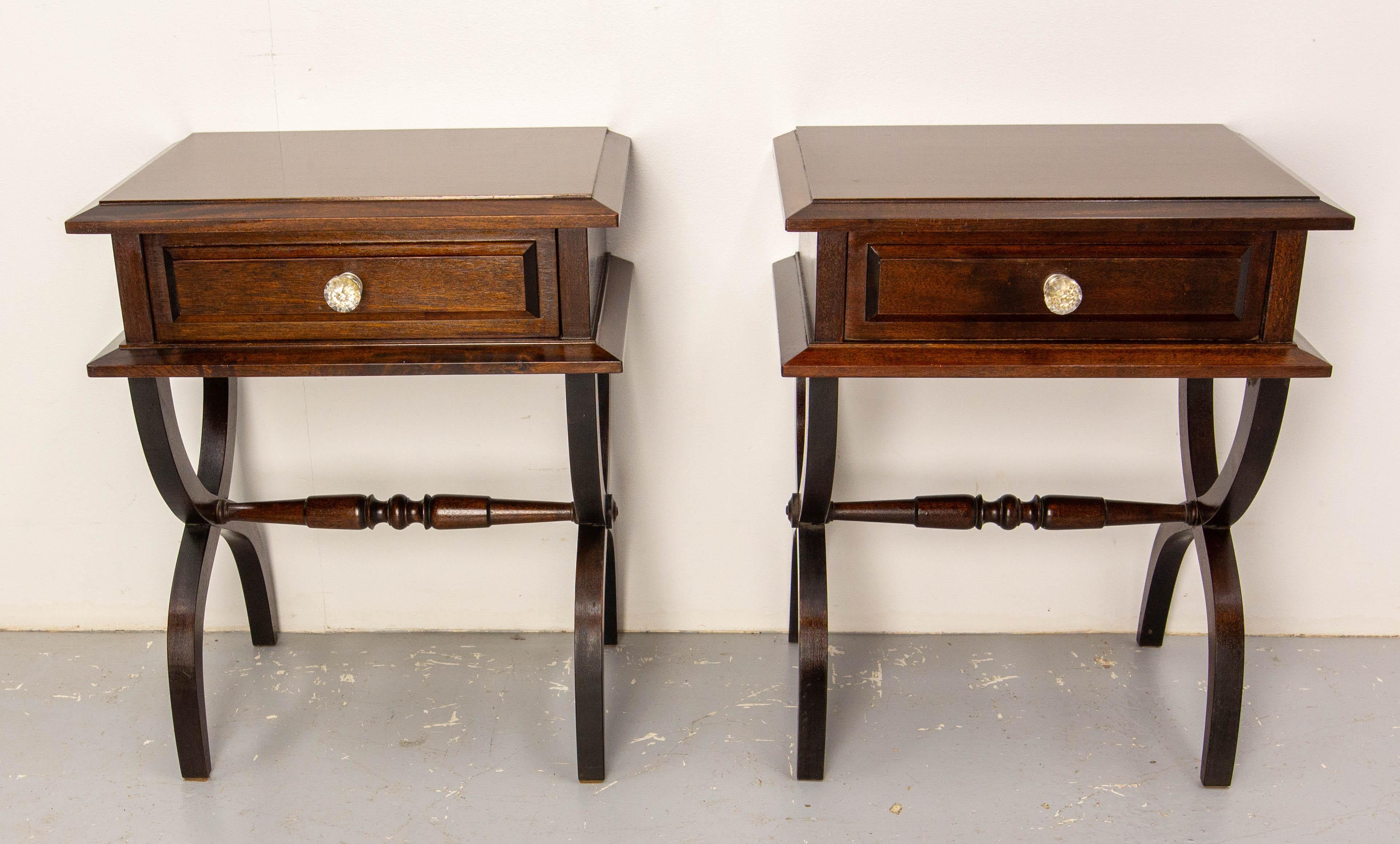 French Pair of Nightstands Side Cabinets Bedside Iroko and Resin, circa ...