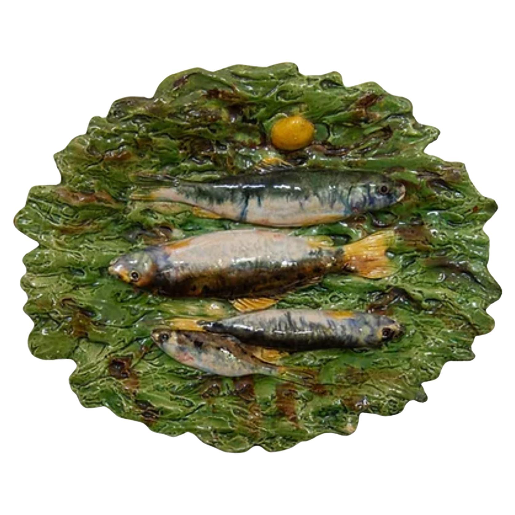 French Palissy Ware Fish Plate, circa 1890 For Sale at 1stDibs