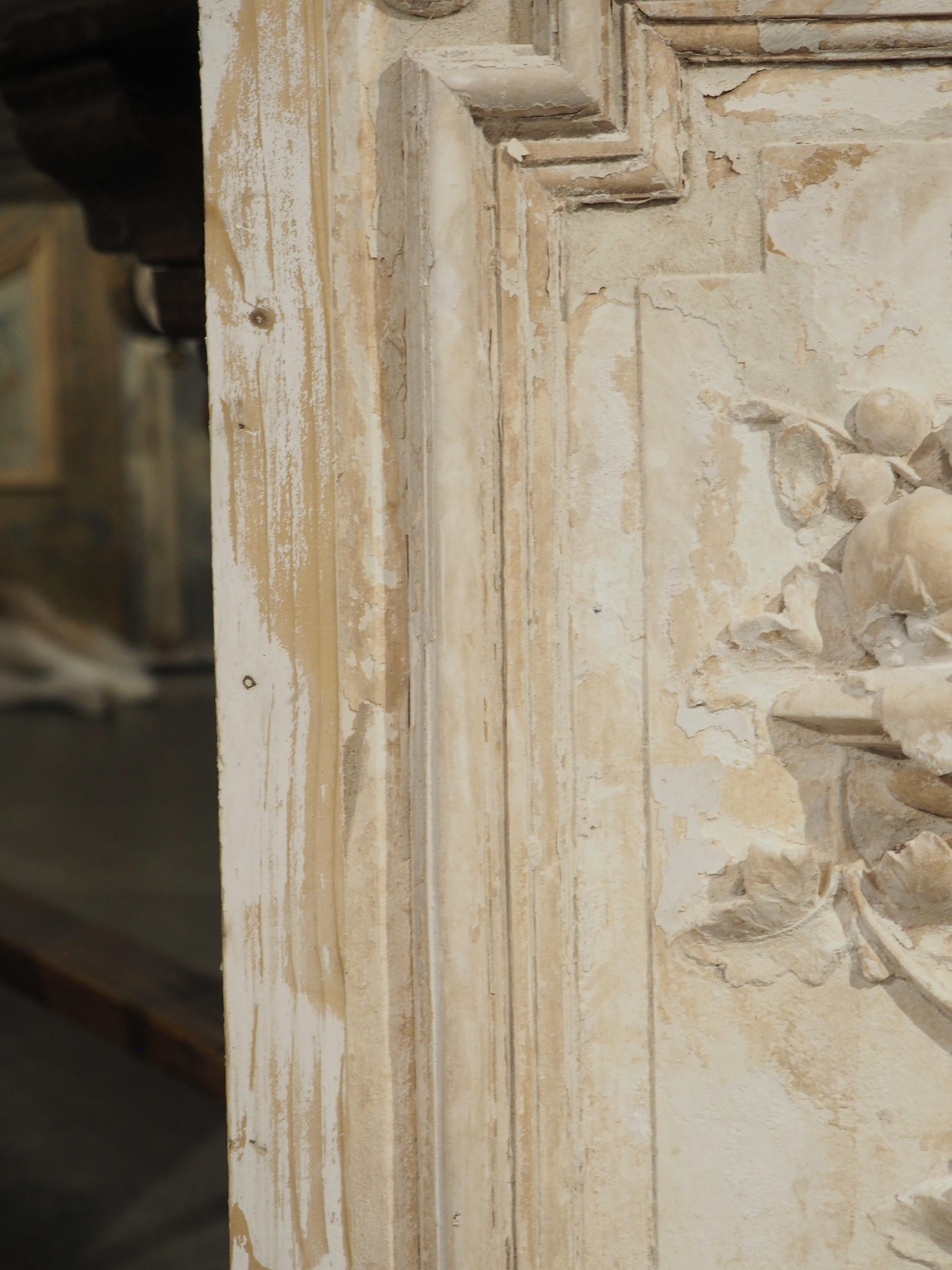 French Parcel Paint Plaster and Wood Wall Plaque For Sale at 1stDibs