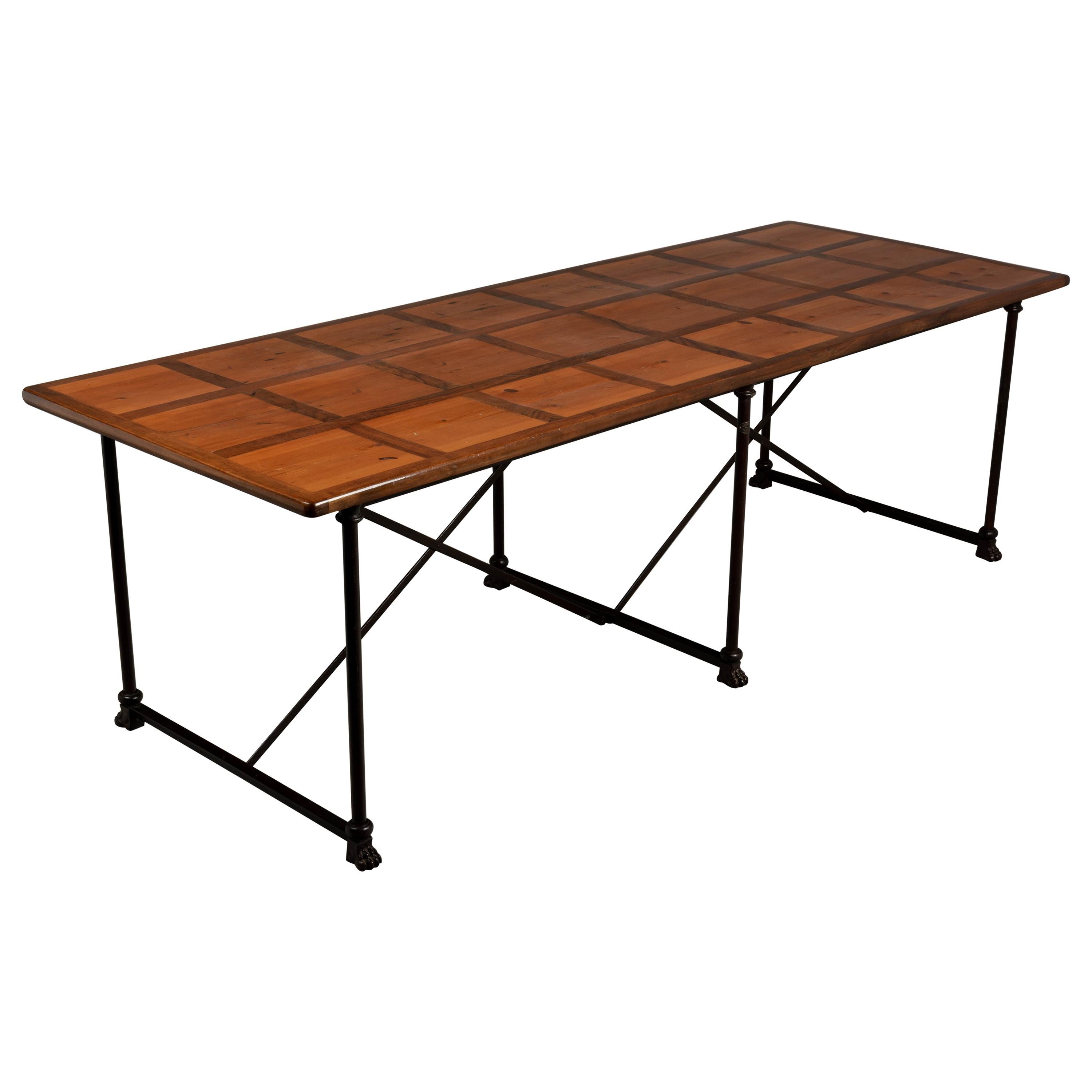 1920's French parquet top drawleaf dining table in oak at 1stDibs