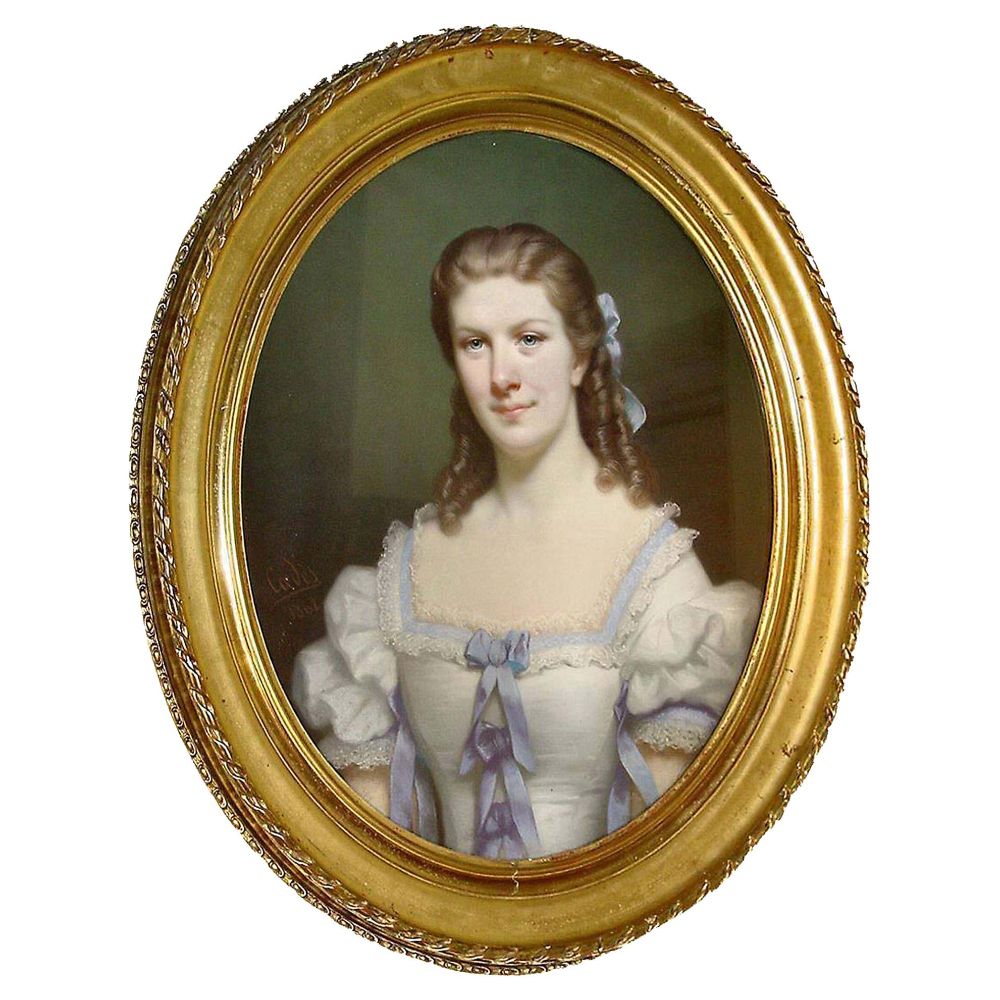 Portrait Of A Young Lady In A Lakeside Setting For Sale at 1stDibs