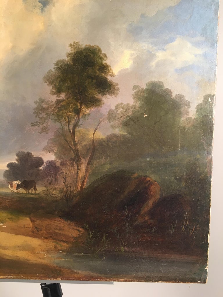 French Pastoral Scene, Oil on Canvas, 19th Century at 1stdibs