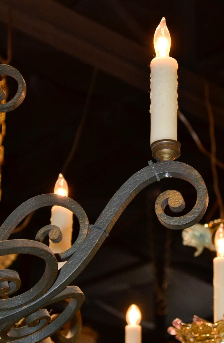 French Patinated Iron Chandelier For Sale at 1stDibs