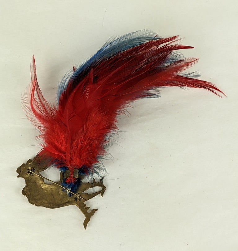 French Patriotic Rooster Brooch For Sale at 1stDibs