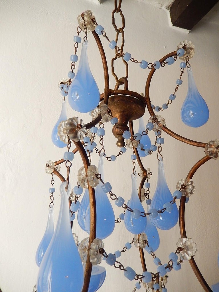 French Periwinkle Purple Lavender Opaline Drops, Chandelier, circa 1920 ...