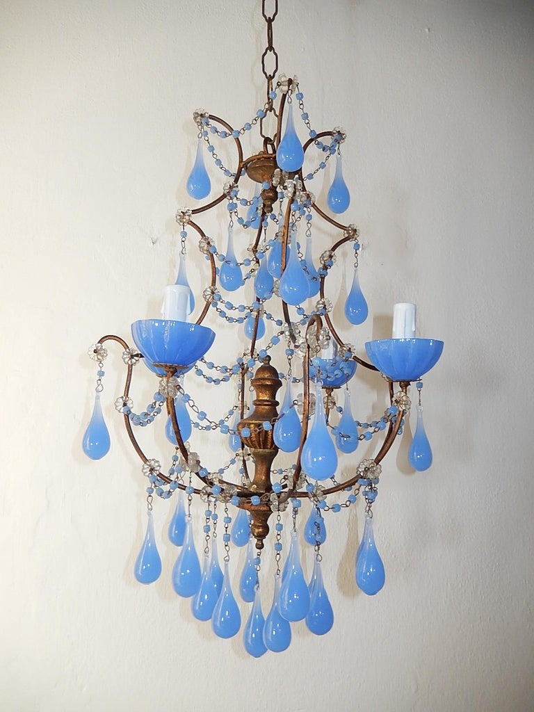 French Periwinkle Purple Lavender Opaline Drops, Chandelier, circa 1920 ...