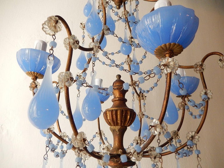 French Periwinkle Purple Lavender Opaline Drops, Chandelier, circa 1920 ...