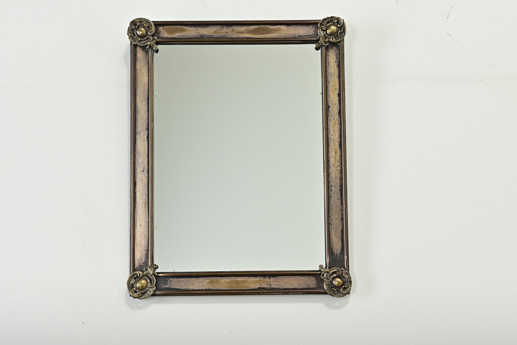French Petite Silver Plate Mirror For Sale at 1stDibs