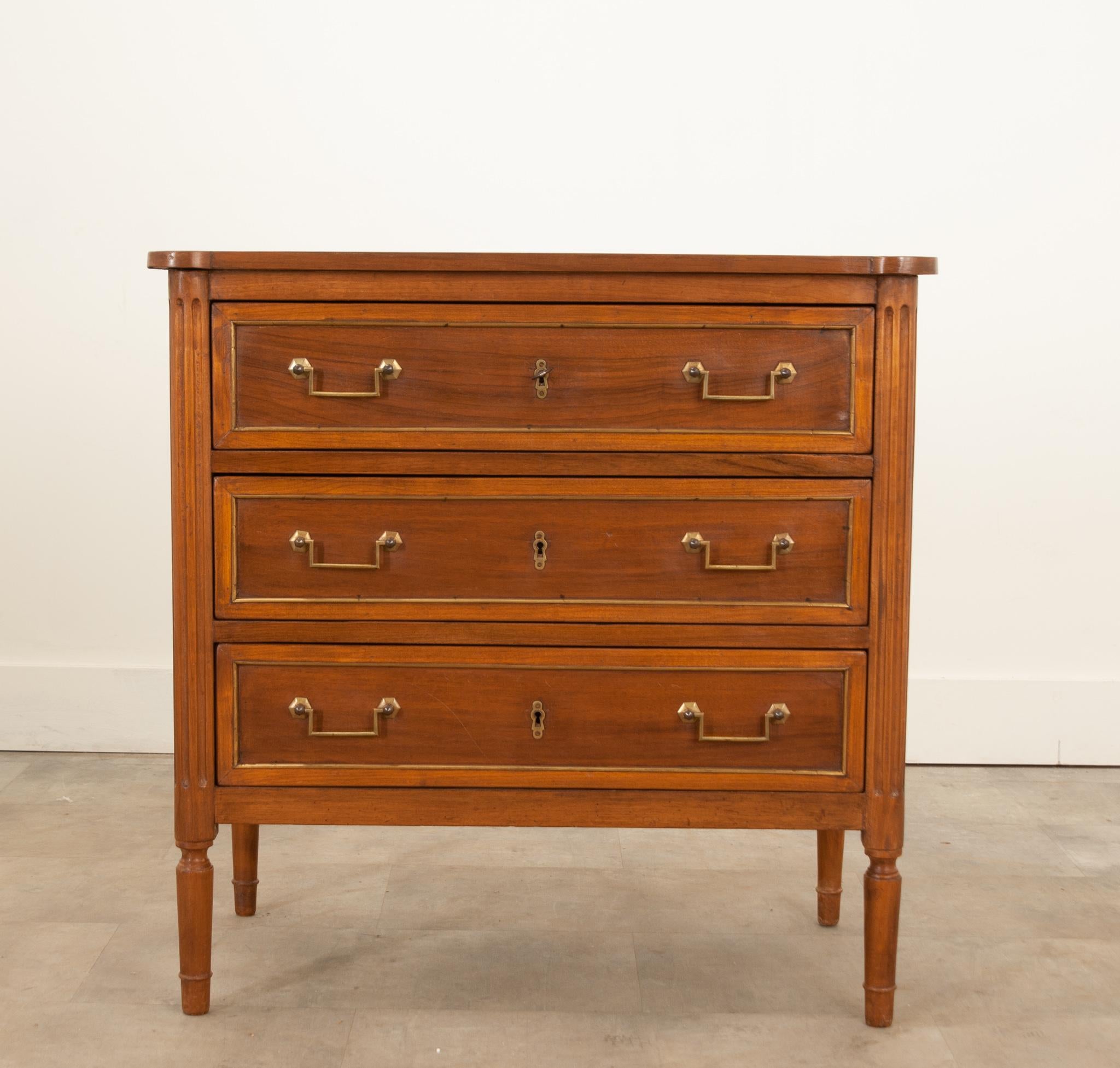 French Petite Walnut Louis XVI Style Commode at 1stDibs