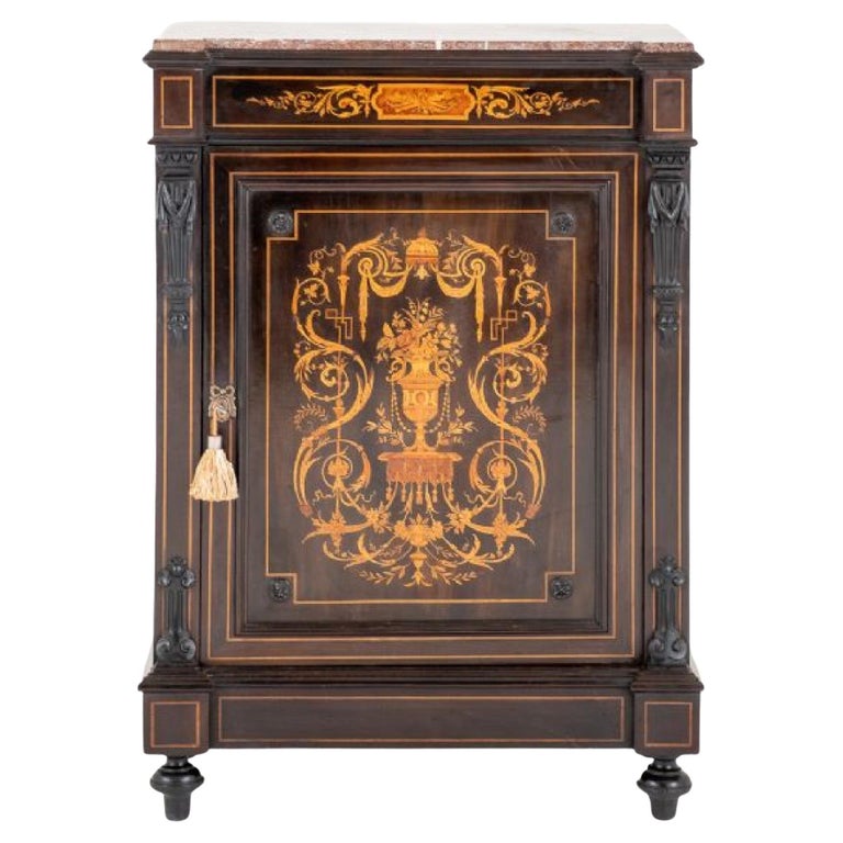 French Pier Cabinet Marquetry Inlay Chest, 1860 For Sale at 1stDibs