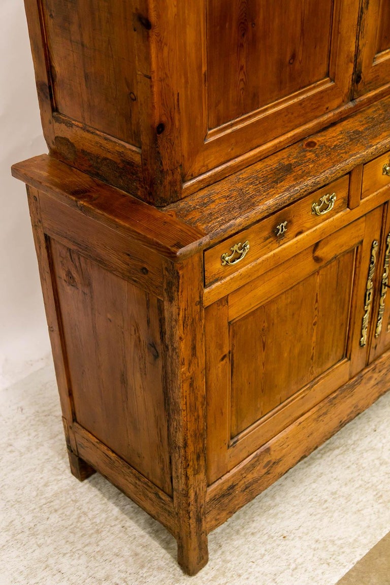 French Pine Step Back Cupboard For Sale at 1stDibs
