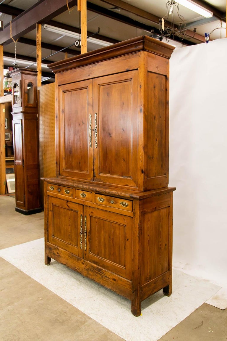 French Pine Step Back Cupboard For Sale at 1stDibs