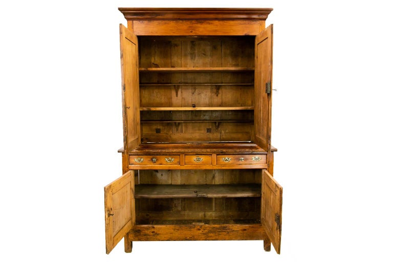 French Pine Step Back Cupboard For Sale at 1stDibs
