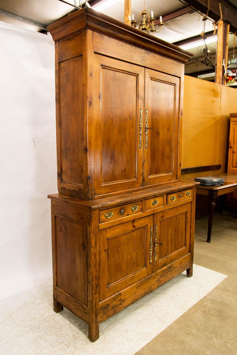 French Pine Step Back Cupboard For Sale at 1stDibs