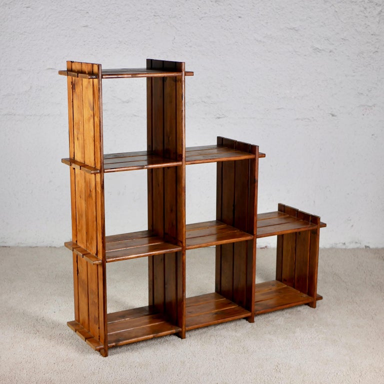 French Pinewood Shelves Unit, Attributed to Regain, 1980s For Sale at ...