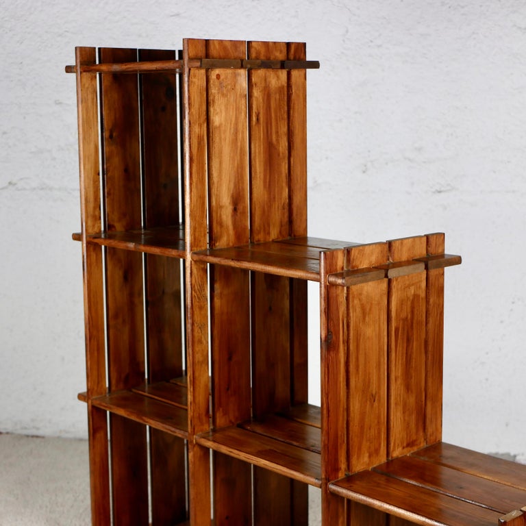French Pinewood Shelves Unit, Attributed to Regain, 1980s For Sale at ...