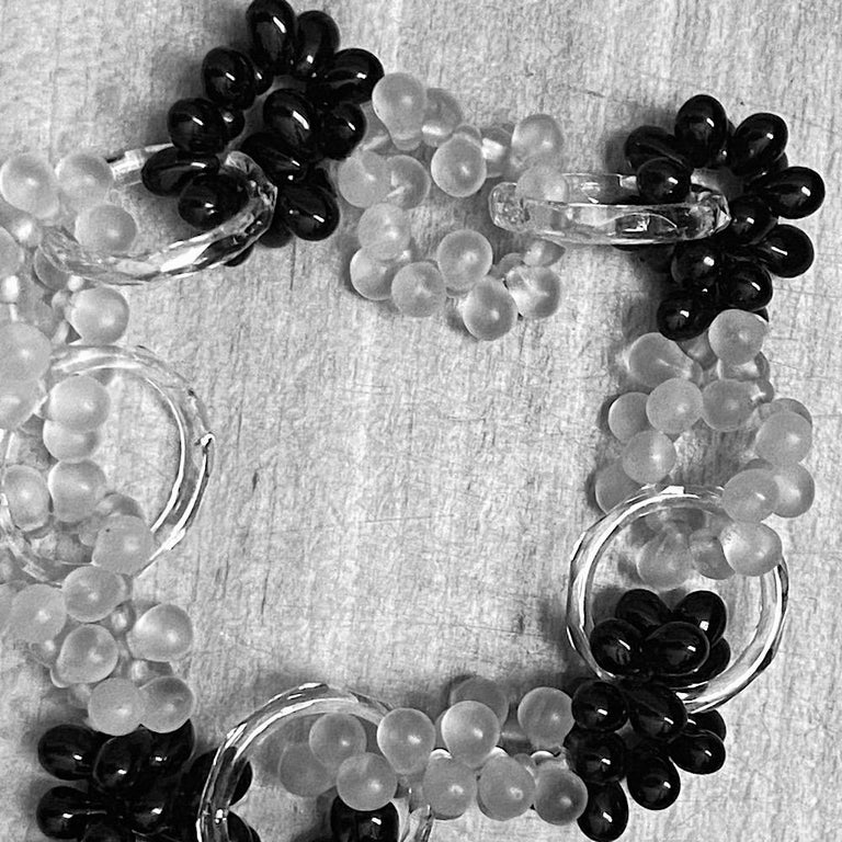 French Pink and Black Glass Cluster Rousselet Necklace, 30s For Sale at ...