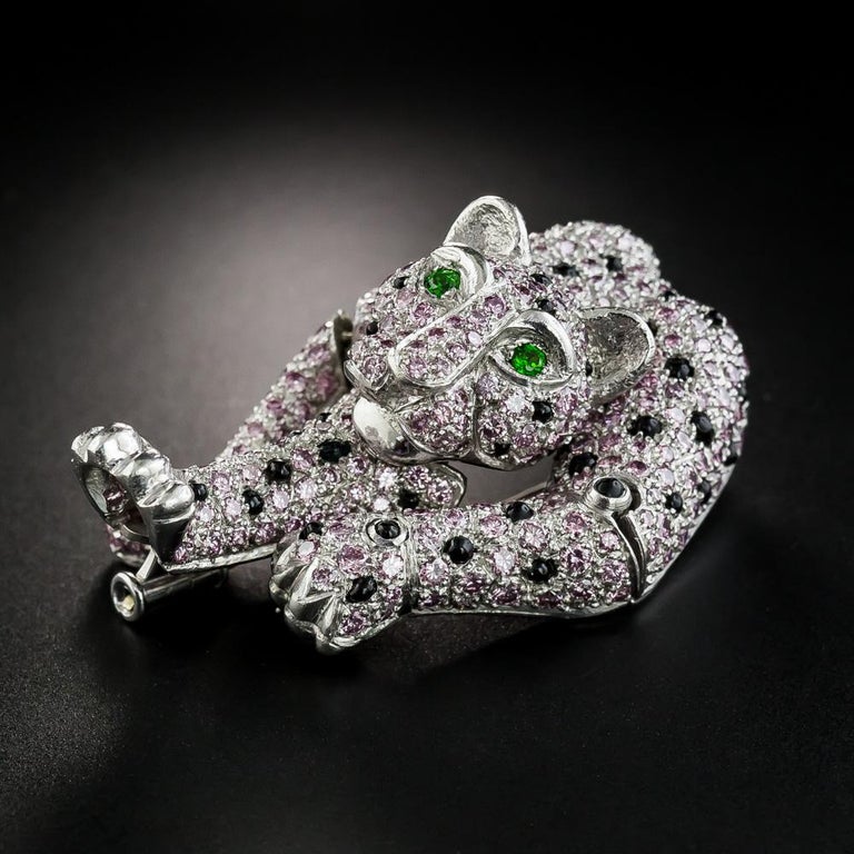 French Pink Panther Diamond Brooch at 1stDibs