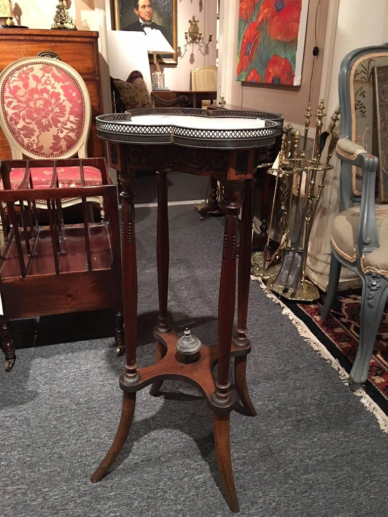 French Plant Stand or Pedestal with Brass Ormolu and Marble Top, 19th ...