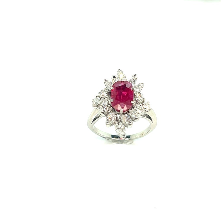 French Platinum Ring Brazilian Ruby Diamonds For Sale at 1stDibs