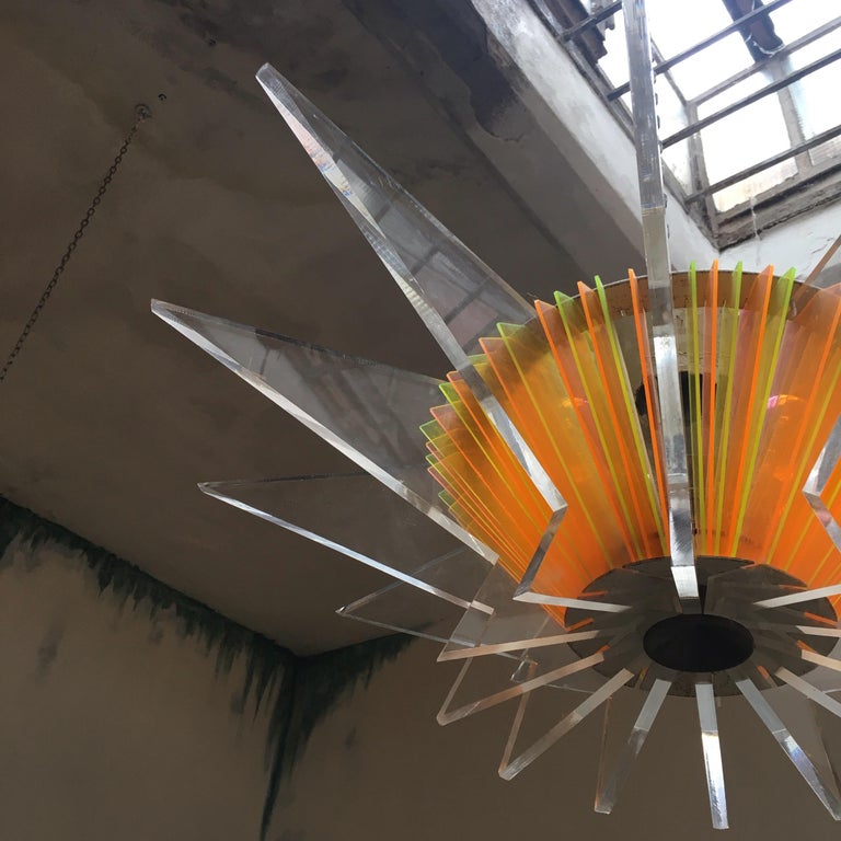 French Plexiglass Geometric Ceiling Lamp, 1980s For Sale at 1stDibs